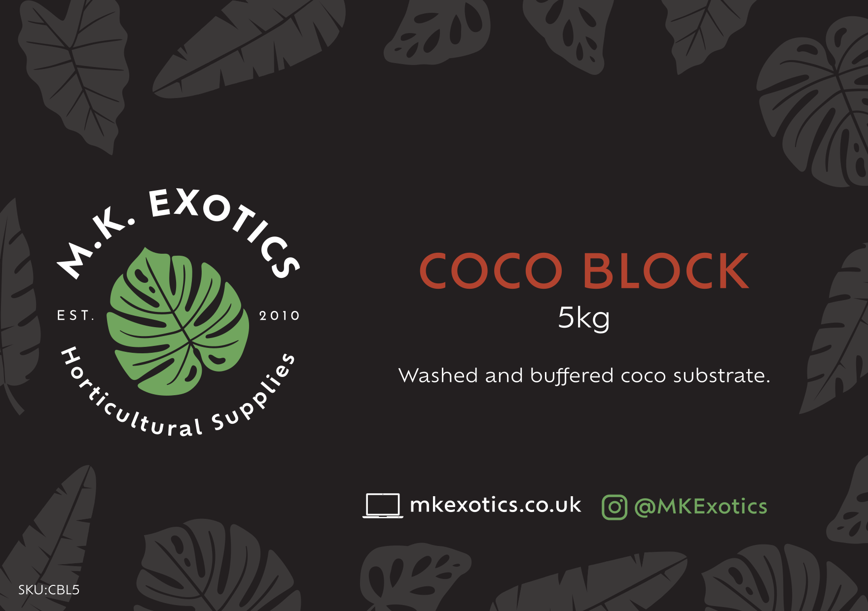 Coco Substrate Block 5Kg 75Ltr Invertebrate and Reptile Substrate – MK Exotics